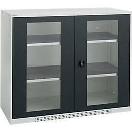 Schäfer Shop Schäfer Shop Genius Sichttürschrank FS, 3 OH, abschließbar, 2 Fachböden, bis 450 kg, B 1343 mm, Stahl, lichtgrau RAL 7035/anthrazitgrau RAL 7016