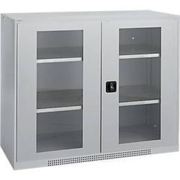 Schäfer Shop Schäfer Shop Genius Sichttürschrank FS, 3 OH, abschließbar, 2 Fachböden, bis 450 kg, B 1343 mm, Stahl, weißaluminium RAL 9006/weißaluminium RAL 9006