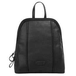 Cityrucksack Bodenschatz, Gr. B/H/T: 27cm x 24cm x 10cm, schwarz, Rindsleder, Leder, Strukturmuster, casual, Rucksäcke, echt Leder