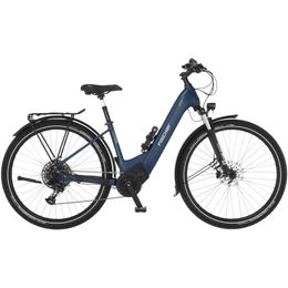 FISCHER BIKE E-Bike FISCHER FAHRRAD "VIATOR 8.0i Damen 43" Gr. 43, blau (sattblau), E-Bikes, 43cm, 28 Zoll (71,12cm), Pedelec, Elektrofahrrad für Damen u. Herren