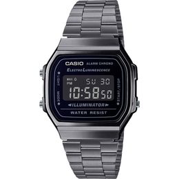 Chronograph CASIO VINTAGE "A168WEGG-1BEF", grau (titansilberfarben), Armbanduhren, Damen, Quarzuhr, Armbanduhr, Damen, Herren, digital, retro, Stoppfunktion