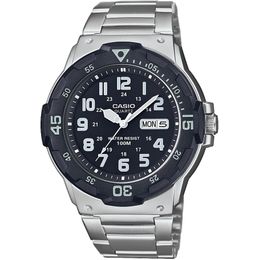 Quarzuhr CASIO TIMELESS COLLECTION "MRW-200HD-1BVEF", silber (silberfarben), Armbanduhren, Herren, Armbanduhr, Herrenuhr, Neo-Display, Datum, bis 10 bar wasserdicht