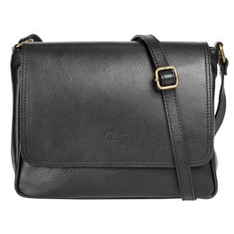 Umhängetasche CLUTY, Damen, Gr. B/H/T: 24cm x 20cm x 6cm onesize, schwarz, Leder, beschichtet, Taschen, echt Leder, Made in Italy