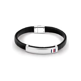 Armband Tommy Hilfiger "Schmuck Edelstahl Armschmuck Lederarmband", bunt (edelstahlfarben, schwarz, weiß, blau, rot), Armbänder, Herren, Leder-Edelstahl, Leder, Edelstahl