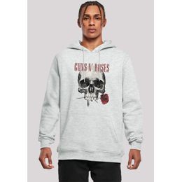 Kapuzenpullover F4NT4STIC "Guns 'n' Roses Flower Skull Rock Musik Band" Gr. 5XL, grau (erdgrau), Herren, Obermaterial: 65% Baumwolle, 35% Polyester, Pullover, Premium Qualität