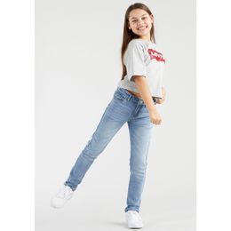 Stretch-Jeans LEVI'S KIDS "710™ SUPER SKINNY FIT JEANS" Gr. 10/140, N-Gr, blau (bleached used), Mädchen, Denim/Jeans, Obermaterial: 70% Baumwolle, 29% Polyester, 1% Elasthan, unifarben, Jeans, for GIRLS