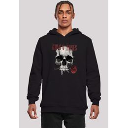 Kapuzenpullover F4NT4STIC "Guns 'n' Roses Flower Skull Rock Musik Band" Gr. L, schwarz, Herren, Obermaterial: 65% Baumwolle, 35% Polyester, Pullover, Premium Qualität