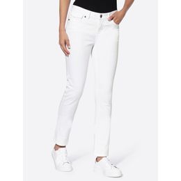 Röhrenjeans Heine, Damen, Gr. 36, Normalgrößen, weiß, 98% Baumwolle, 2% Polyester, unifarben, lang, Jeans