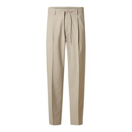 Chinohose Selected Homme "SLH190-REG TAPERED LEROY PLEAT PANT NOOS" Gr. L, N-Gr, beige (pure cashmere), Herren, Web, Obermaterial: 65% Polyester, 33% Viskose, 2% Elasthan, meliert, Hosen