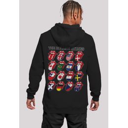 Kapuzenpullover F4NT4STIC "The Rolling Stones Voodoo Lounge Tongues", Herren, Gr. M, schwarz, Obermaterial: 65% Baumwolle, 35% Polyester, slim fit, Pullover Kapuzenpullover, Musik, Band, Logo