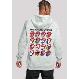 Kapuzenpullover F4NT4STIC "The Rolling Stones Voodoo Lounge Tongues" Gr. 4XL, grau (erdgrau), Herren, Obermaterial: 65% Baumwolle, 35% Polyester, Pullover, Musik, Band, Logo