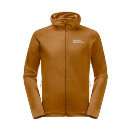 Fleecejacke Jack Wolfskin "BAISELBERG HOODED FZ M", Herren, Gr. L (52), braun (safflower), Obermaterial: 95% Polyester, 5% Elastan; Futter: 100% Polyester, Jacken