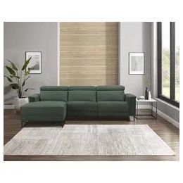 Ecksofa Places of Style "Lund, L-Form, 261cm", grün (dunkelgrün), B:261cm H:97cm T:179cm, Webstoff 100% Polyester, Sofas, mit man. o. elektr. Relaxfunktion und USB/ Kopfteilverstellg