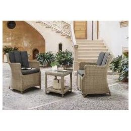 Balkonset Destiny "LUNA MERANO", beige (natur meliert, natur), B:60cm H:87cm T:71cm, Polyrattan, Sitzmöbel-Sets, Aluminium, Polyrattan