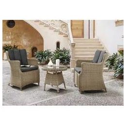 Balkonset Destiny "LUNA MALAGA", beige (natur meliert, natur), B:60cm H:87cm T:71cm, Polyrattan, Sitzmöbel-Sets, Aluminium, Polyrattan