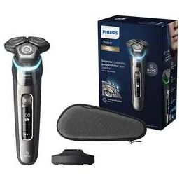 Elektrorasierer Philips "Shaver Series 9000 S9974/35", silber (silberfarben), ElektrorasiererB:16,2cm H:24,5cm T:9,2cm, Ladestand und Etui, mit SkinIQ Technologie, B:16,2cm H:24,5cm T:9,2cm