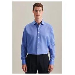 Businesshemd Seidensticker "Slim", Herren, Gr. S (37), normale Ärmellängen, blau (mittelblau), 100% Baumwolle, unifarben, slim fit, Langarm 2-Knopf-Manschette, Hemden, Slim Langarm Kentkragen Uni