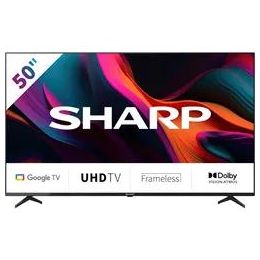 Sharp LED-Fernseher "Sharp 50GL4260E Google TV 126 cm (50 Zoll) 4K Ultra HD Google TV", Dolby Atmos, Dolby Vision, HDMI 2.1 mit eARC), G (A-G), Fernseher, schwarz, 50