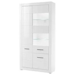 Vitrine Inosign "BIANCO", weiß (weiß matt, weiß mdf hochglanz), B:100cm H:198cm T:35cm, FSC-zertifizierter Holzwerkstoff, Schränke, Höhe 198 cm