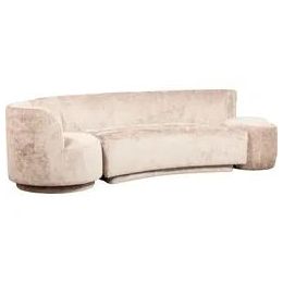 Loungesofa Woood "Combi-Popular: Bank + Sessel + Pouf", beige (natur), B:345cm H:72cm T:97cm, Sofas, Lounge-Sofa, Mit grobem Chenille gefüttert, Breite 345 cm