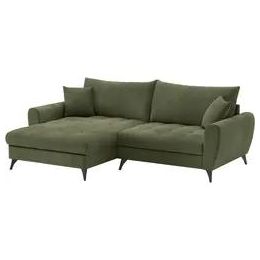 Ecksofa MR. COUCH "Blackburn II", grün (memphis 12 grün), B:246cm H:71cm T:170cm, Memphis (Grundgewebe - 100% Polyester; Nutzschicht- 90% Polyester / 10% Polyamide), Sofas, Wahlweise mit Kaltschaumpolsterung bis 140 kg belastbar