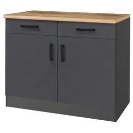 Unterschrank KOCHSTATION "KS-Toronto, Breite 100 cm", schwarz (anthrazit, grafitgrau), B:100cm H:85cm T:60cm, Spanplatte, Schränke