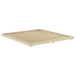 Bettgestell KARUP DESIGN "DOCK BED, Futonbett, Massivholzbett, Bett ohne Matratze", beige (kiefer natur), B:193cm H:11cm L:213cm, Betten, Bett mit Lattenrost, aus FSC zertifizierter Kiefer, mehrere Größen