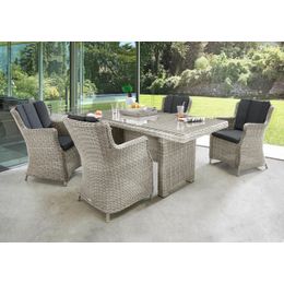 Garten-Essgruppe Destiny "LUNA", weiß (vintage weiß), B:58cm H:87cm T:71cm, Polyrattan, Sitzmöbel-Sets, Aluminium, Polyrattan