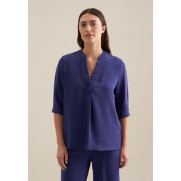 Klassische Bluse Seidensticker "Schwarze Rose" Gr. M (38), blau (mittelblau), Damen, 100% Polyester, unifarben, Blusen, Tunika Uni