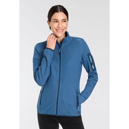 Strickfleecejacke CMP "WOMAN JACKET" Gr. 48, blau (blau, provenz), Damen, Strick, Fleece, Obermaterial: 55% Polyester, 45% Baumwolle, Jacken