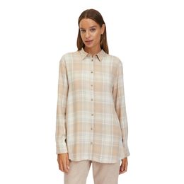 BETTY & CO Longbluse BETTY & CO "Betty & Co Longbluse kariert" Gr. 44, braun (camel, grau), Damen, Obermaterial: 100% Viskose., Blusen