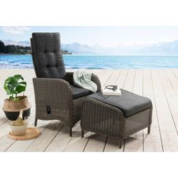 Sessel Destiny "PALMA CASA", grau (vintage grau), Obermaterial: 100% Polyester. Füllung: 100% Polyurethan, Sessel, Aluminium, Polyrattan, inkl. Fußhocker und Auflagen