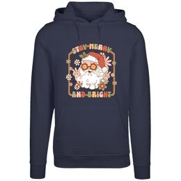 Kapuzenpullover F4NT4STIC "Stay Merry And Bright Hippie Santa", Damen, Gr. M, blau (navy), Obermaterial: 65% Baumwolle, 35% Polyester, relaxed fit, Pullover Kapuzenpullover, Premium Qualität