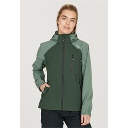 Outdoorjacke WEATHER REPORT "CAMELIA W-PRO15000" Gr. 40, grün (dunkelgrün), Damen, 94% Polyester, 6% Elasthan, mehrfarbig, bedruckt, Jacken, mit wasserdichter Beschichtung