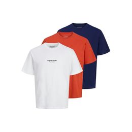 Jack & Jones JACK & JONES T-Shirt 'JORVESTERBRO' Herren Größe S navy / dunkelorange / offwhite