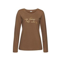 Lascana Schlafshirt Damen Größe S/M braun / gold