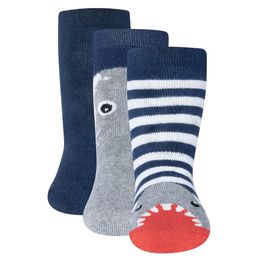 Ewers Socken M&auml;dchen Gr&ouml;&szlig;e 18/19 enzian / hellgrau / neonorange / wei&szlig;