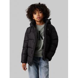 Winterjacke Calvin Klein Jeans "ESSENTIAL PUFFER JACKET" Gr. 8/128, schwarz, Jungen, Obermaterial: 100% Polyester. Futter: 100% Polyester. Wattierung: 100% Polyester, Jacken, für Kinder bis 16 Jahre und Calvin Klein Markenlabel