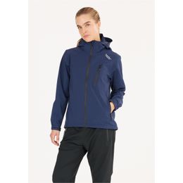 Outdoorjacke WEATHER REPORT "CAMELIA W-PRO15000" Gr. 38, blau (dunkelblau), Damen, 94% Polyester, 6% Elasthan, mehrfarbig, bedruckt, Jacken, mit wasserdichter Beschichtung