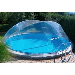 Poolverdeck KWAD, B:550cm H:145cm T:550cm, transparent, Polyvinylchlorid (PVC), Verdecke, "Cabrio Dome f&uuml;r runde Pools mit schmalem Handlauf", in