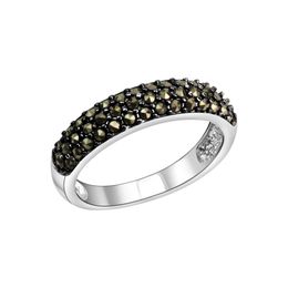 ZEEme Damen Fingerring "Silber 925 rhodiniert mit 43 Markasit-Steinen", 056 (17,8), Silber 925 (Sterlingsilber), schwarz, Silber 925