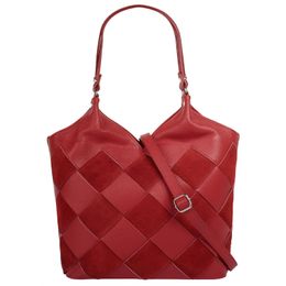 Samantha Look Damen Shopper, rot, Leder, Taschen, echt Leder, Made in Italy