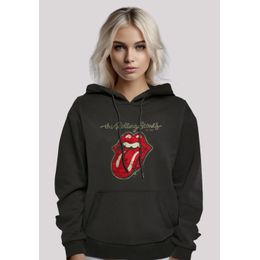F4NT4STIC Damen Kapuzenpullover "The Rolling Stones Plastered Tongue Washed", schwarz, Gr. XXL, Obermaterial: 65% Baumwolle, 35% Polyester, Pullover,