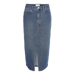 Noisy may Damen Jeansrock "NMKATH NW SLIT MIDI SKIRT VI477MB NOOS", blau, Gr. L, unifarben, Denim/Jeans, Obermaterial: 99% Baumwolle, 1% Elasthan,