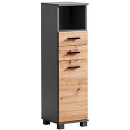 Midischrank Welltime, B:30,3cm H:110,5cm T:32,6cm, schwarz, FSC-zertifizierter Holzwerkstoff, Badezimmer, Schränke, "Palermo, Breite 30 cm",