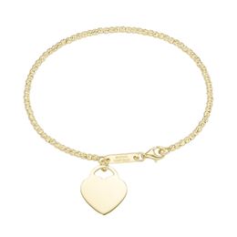 Damen Armband "Kugelkette diamantiert mit Anhänger Herz, Silber 925", 19cm, Silber 925 (Sterlingsilber), gold, Giorgio Martello MILANO, Silber 925