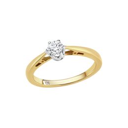 Damen Fingerring "Gold 585 zweifarbig mit Diamant 0,25ct.", 019 (60,0), 0,25 P2 = erkennbare Einschlüsse, Gold, gelb, Diamonds by Ellen K., Gold,