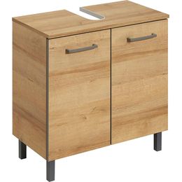 Waschbeckenunterschrank SAPHIR, B:60cm H:62cm T:33cm, braun, Spanplatte, Badezimmer, Schr&auml;nke, "Quickset 919 Unterbeckenschrank, Riviera Eiche quer