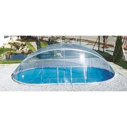 Poolverdeck KWAD, B:350cm H:165cm T:700cm, transparent, Polyvinylchlorid (PVC), Verdecke, "Cabrio Dome f&uuml;r ovale Pools mit schmalem Handlauf", in