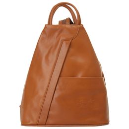 Samantha Look Damen Cityrucksack, braun, Leder, Rindsleder, Rucksäcke, echt Leder, Made in Italy